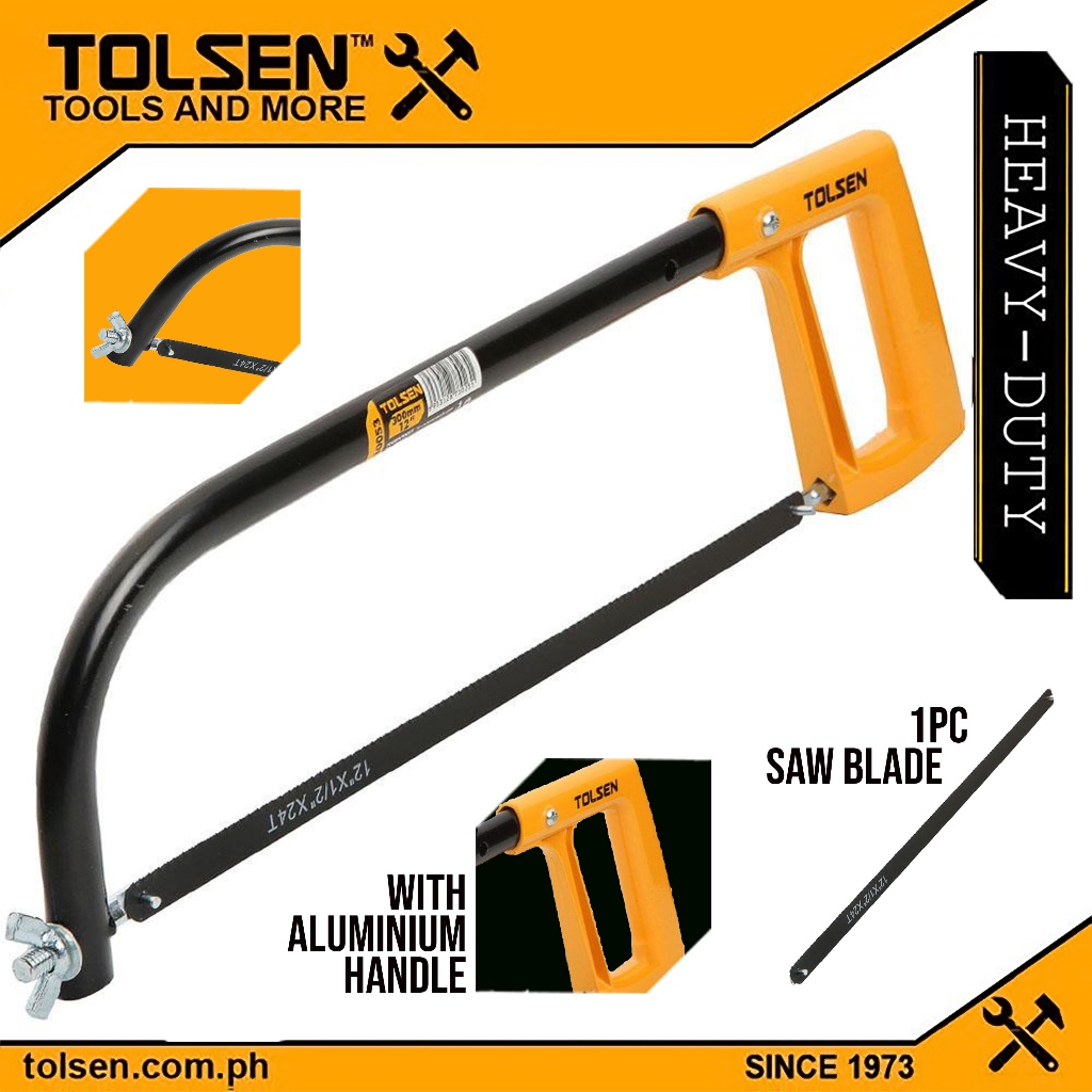 Tolsen Hacksaw Frame w/ 1pc Free Blade (300mm, 12") Aluminium Handle ...