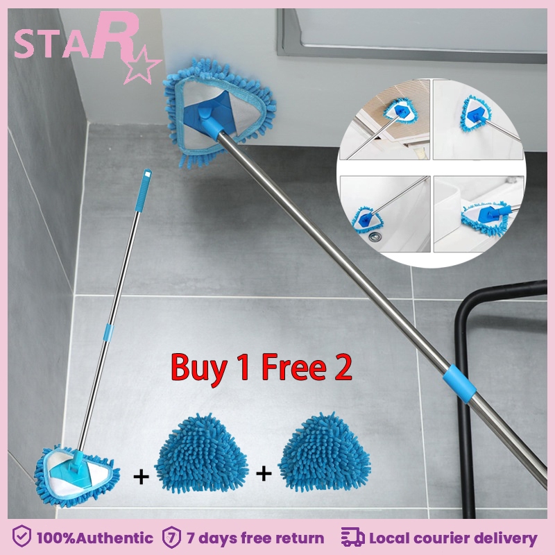 Retractable 180° rotating triangle mop Household cleaning mop Floor ...