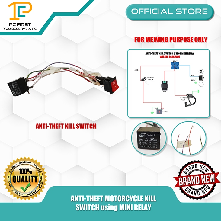 PC FIRST ANTI-THEFT MOTORCYCLE KILL SWITCH using MINI RELAY | Shopee ...