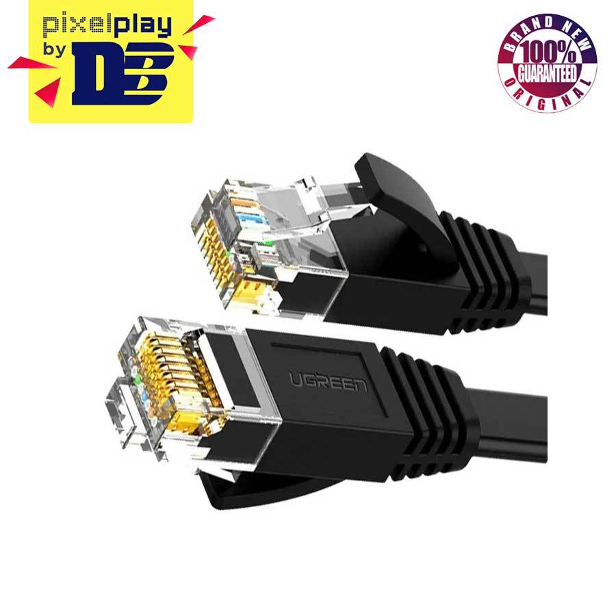 UGreen Cat6 UTP Flat Ethernet Pure Copper Cable - 1m (Black) (NW101 ...