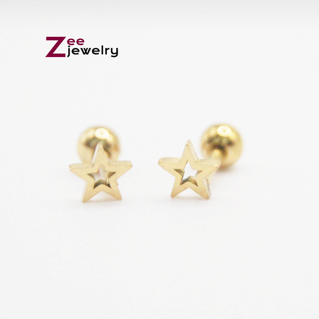 Zee Empty Star De roscas/ Screw lock Earring Hypoallergenic | Shopee ...