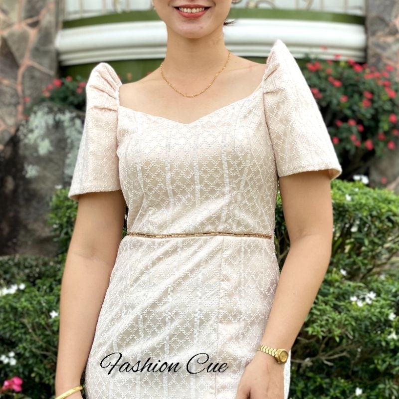 Modern Full Lace Filipiniana with Slit( Eyelet Midi) | Shopee Philippines