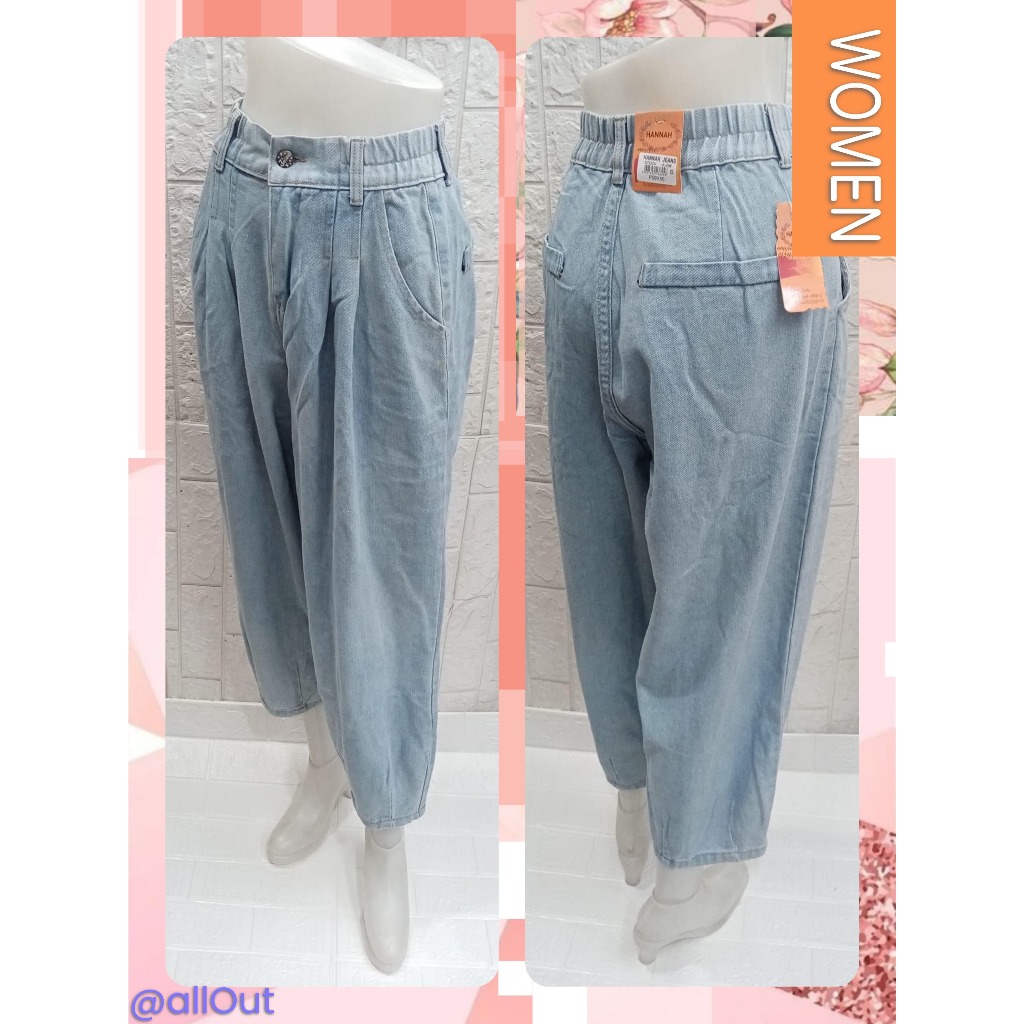 allOut High Rise Garterize Balloon Denim Trouser Jeans (with Belt Slot ...
