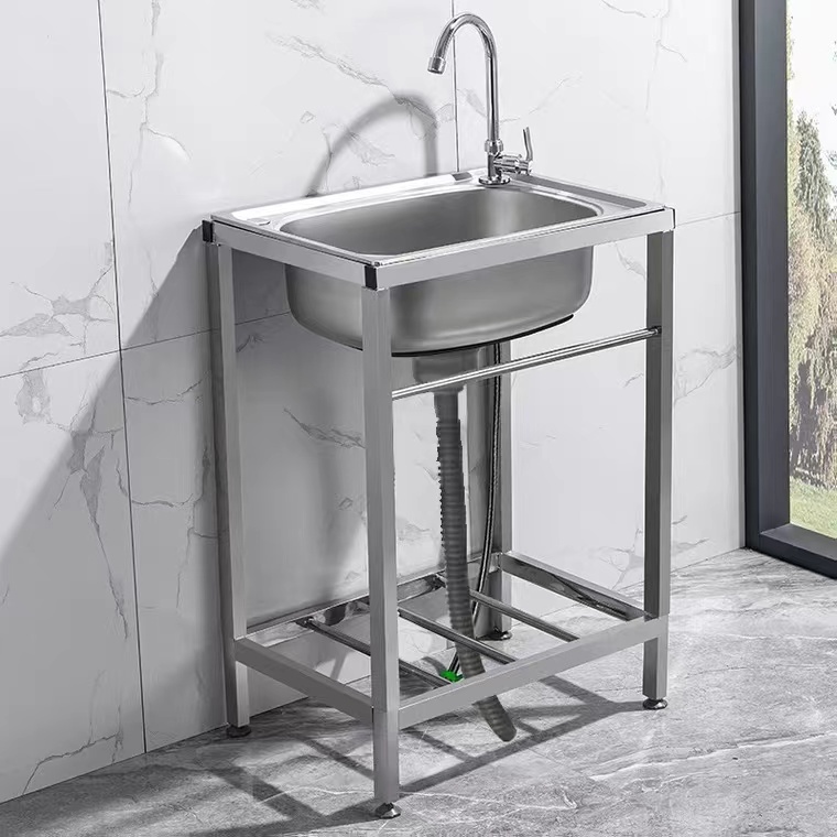 Stainless Steel Kitchen Sink Set with Faucet and Shelf Stand Portable ...