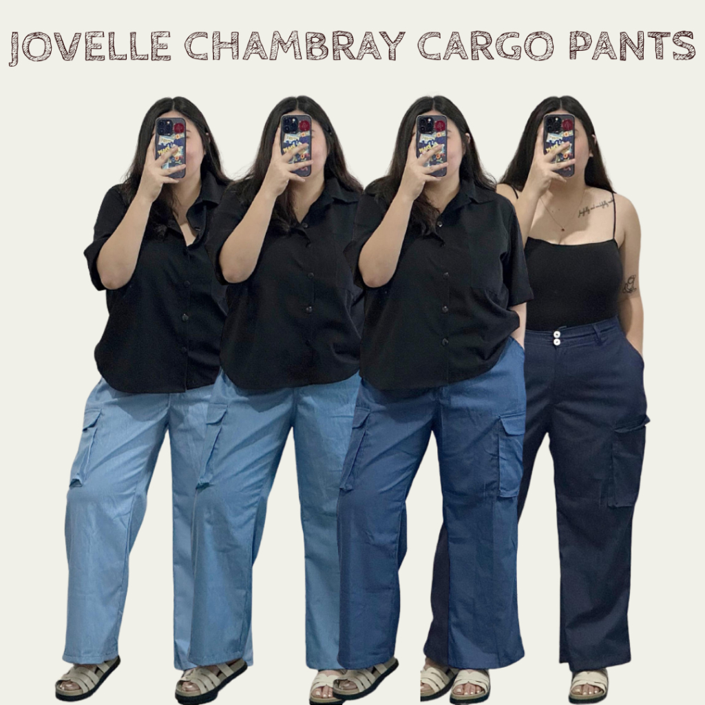 CHEAPEST JOVELLE CHAMBRAY CARGO PANTS (PLUS SIZE) | Shopee Philippines