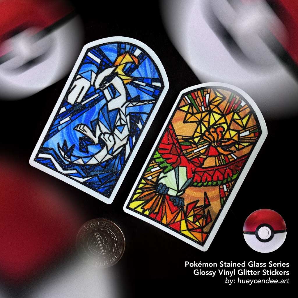 [Pokémon] Lugia and Ho-oh Stained Glass Stickers by hueycendee.art ...
