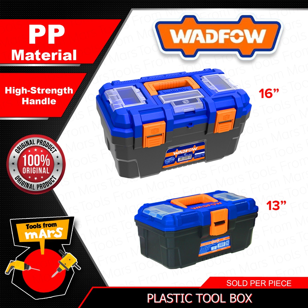 Wadfow Tool Box 13 Inch | 16 Inch Plastic Buckle Organizer Storage Box with Tray •TFM• WHT ...