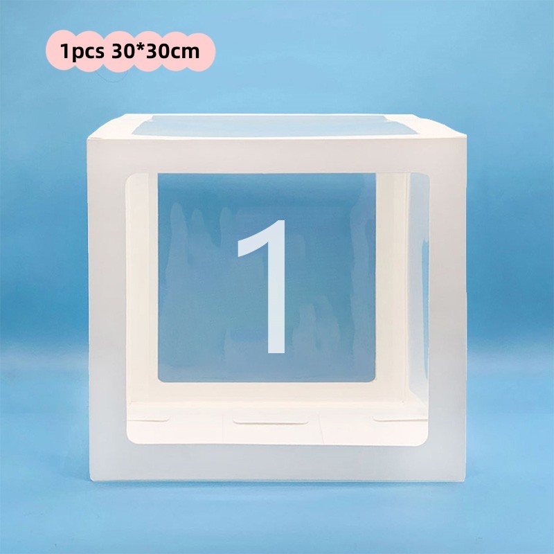 30*30cm A-Z Alphabet Transparent White Balloon Box Baby Shower One Year ...