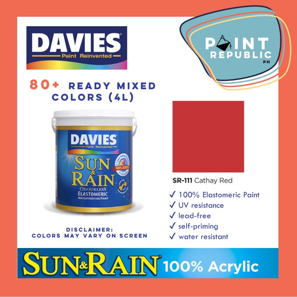 Davies Sun & Rain Elastomeric Waterproofing Paint - 4L | Shopee Philippines