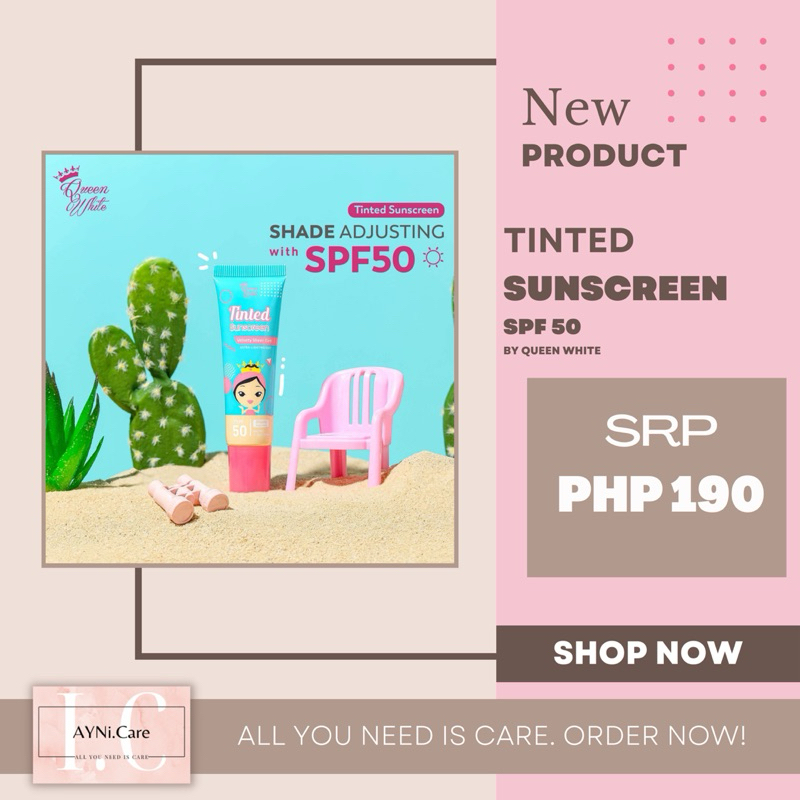 QUEEN WHITE TINTED SUNSCREEN SHADE ADJUSTING LIGHTWEIGHT SPF 50 SUN ...