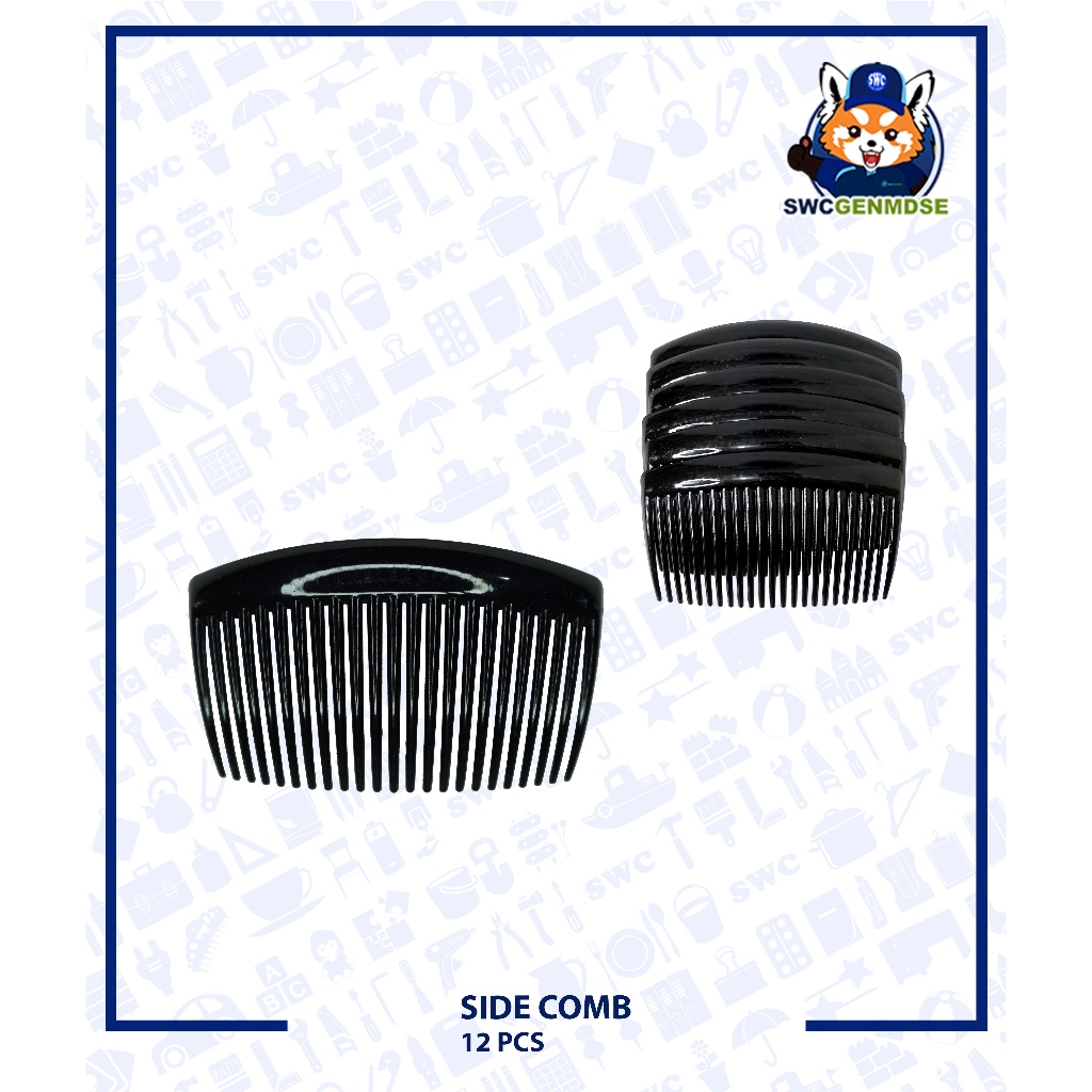 Plastic Hair Side Comb | Plain Black | 12 PCS | Shopee Philippines