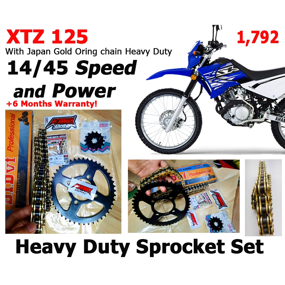 XTZ 125 Heavy Duty sprocket set(Japan Quality) Speed and Power | Shopee ...
