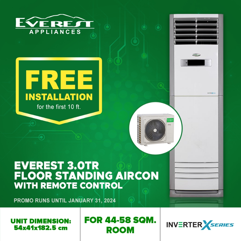 EVEREST Etiv36xfs/m Inverter Floor Standing Aircon - 3TR (With ...