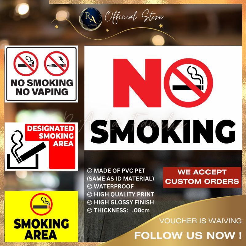 R.A PVC NO SMOKING SIGN | SMOKING AREA | DESIGNATED SMOKING AREA ...