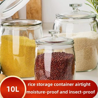 Rice dispenser 10kg glass jar with lid/airtight container food storage ...