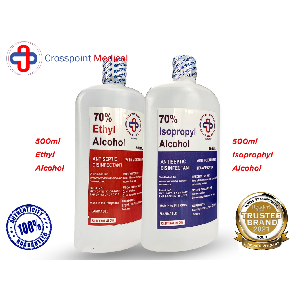 Crosspoint Isopropyl 75% Alcohol 500 ML (Blue) | Shopee Philippines