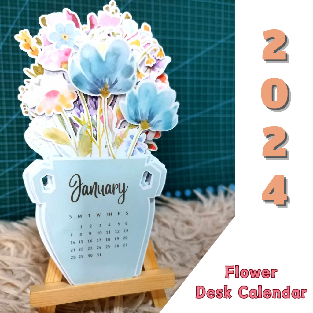 Aesthetic Flower Calendar with Wooden Stand - 2024 | Shopee Philippines
