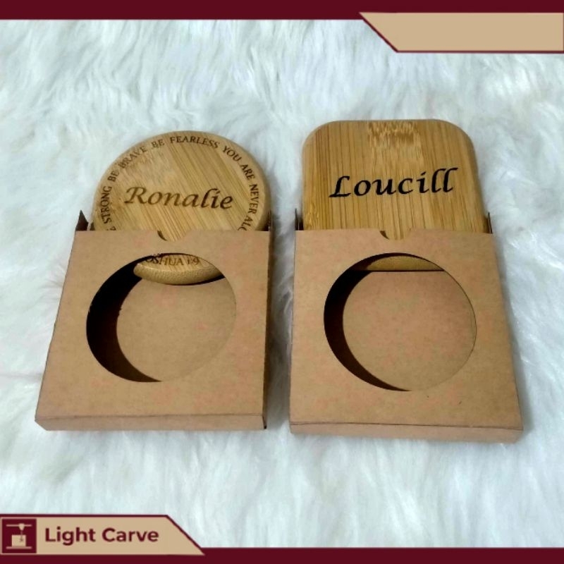 Brown Kraft Box with Window for Bamboo Mirror Round or Square Shape ...