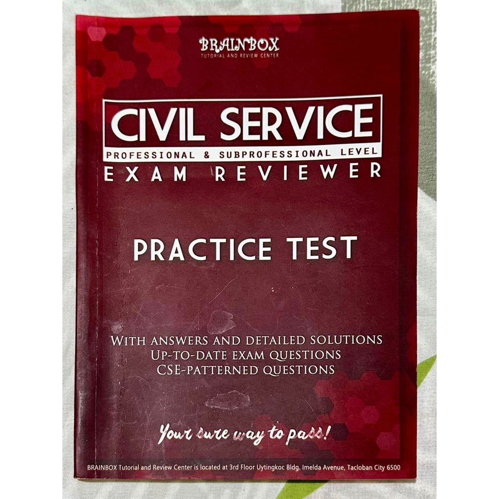 Brainbox Civil Service Exam Reviewer Practice Test for Professional and ...