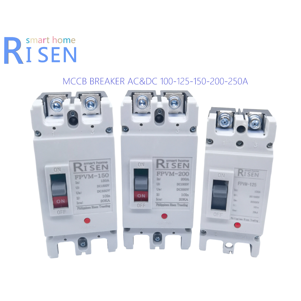 Risen smart home AC&DC MCCB & MCB BREAKER 2-3P 100-125-150A-200A | Shopee Philippines