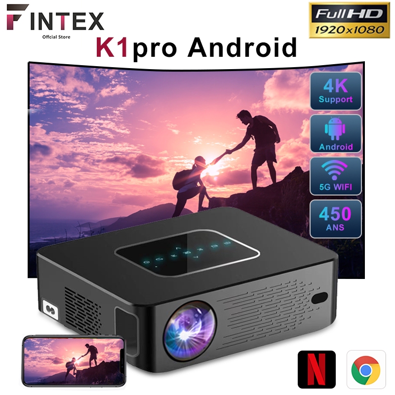 Fintex K1pro Native 1920HD 4K 12500Lumen 450ANS LED Android 10.0 Projector HDMI/USB/Wifi/Outdoor ...
