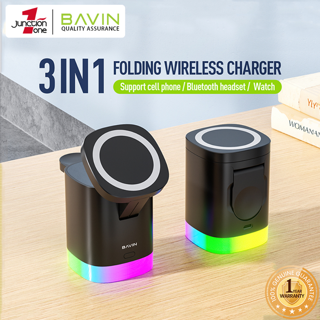 BAVIN PC1033 3 in 1 Wireless Magnetic Charger Fast Charging Dock ...