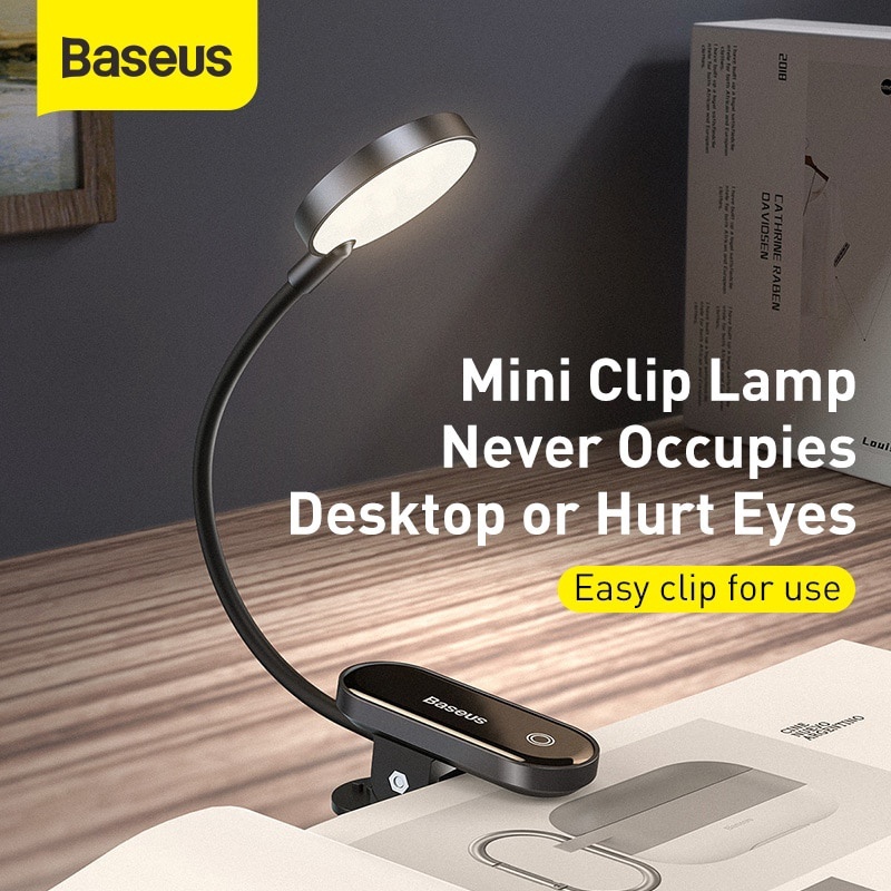 Baseus Comfort Reading Mini Clip Lamp USB LED Light Touch Dimmable Desk Laptop Natural Flexsible ...