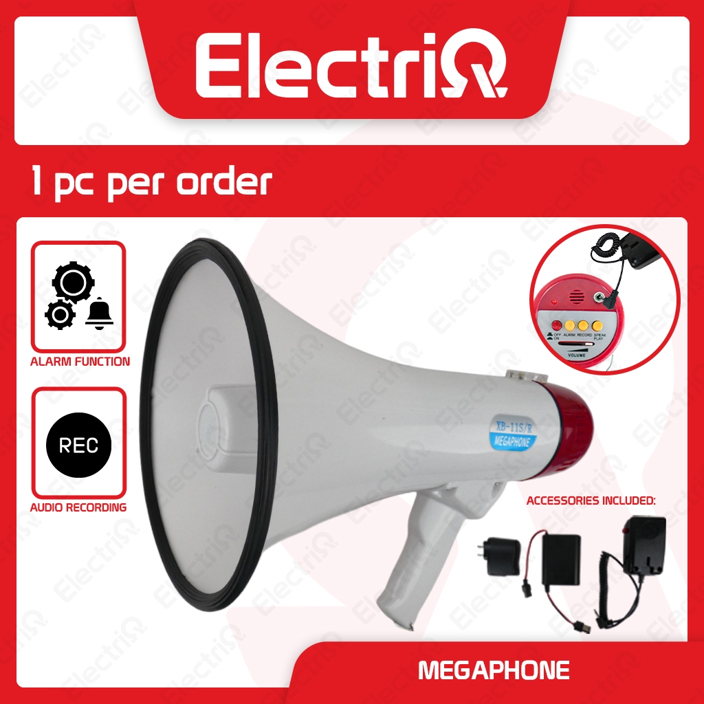 Electriq Megaphone Speaker Bullhorn Siren Alarm with Rechargeable ...