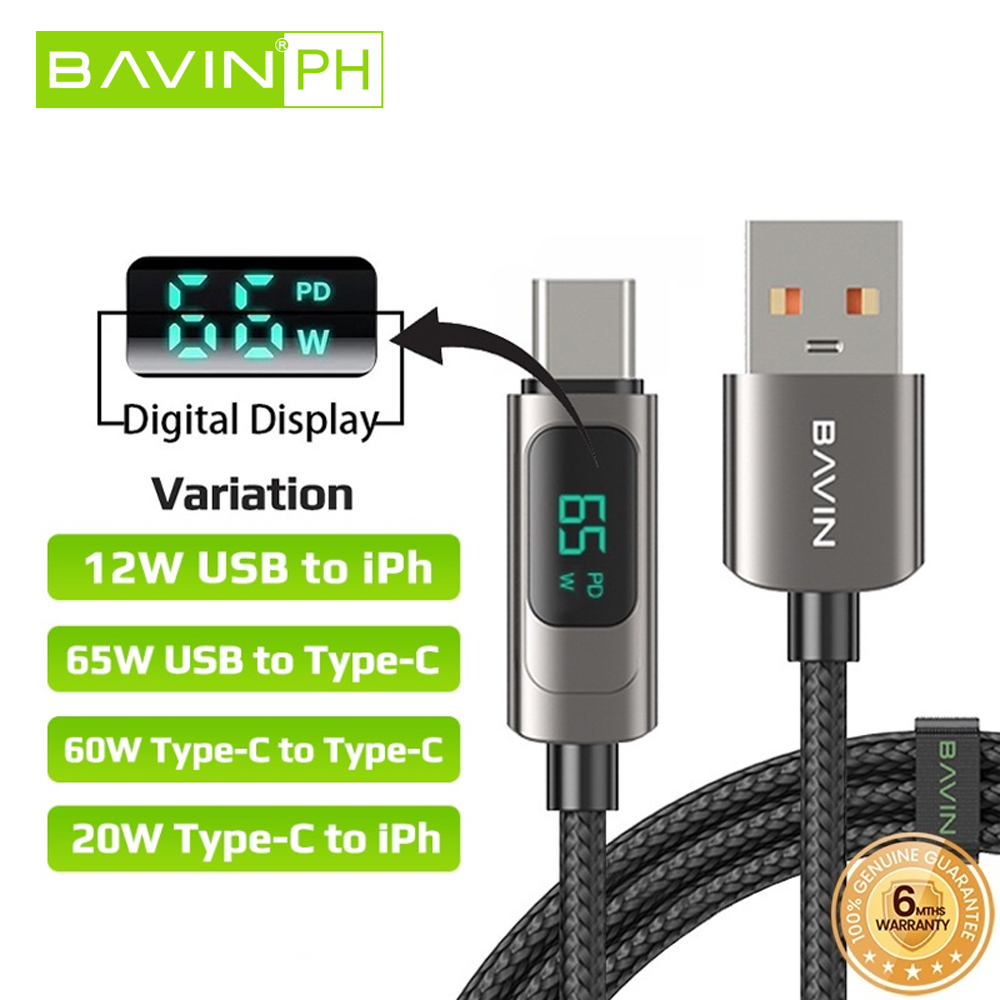 BAVIN CB255 Fast Charging Durable Data Cable 65W 60W 20W 12W PD Power ...