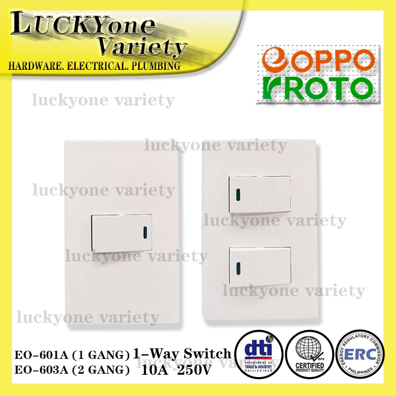 WIDE SERIES EO-601A (1 GANG) / EO-603A (2 GANG) 1 WAY SWITCH (EOPPO/ROTO) | Shopee Philippines