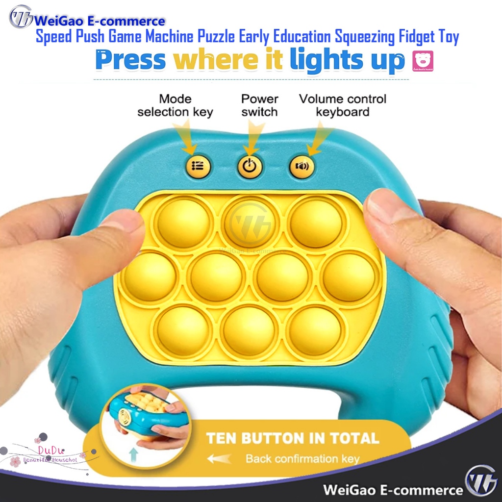 Speed Push Game Console Puzzle Pop Fidget Light-Up Squeeze Educational ...