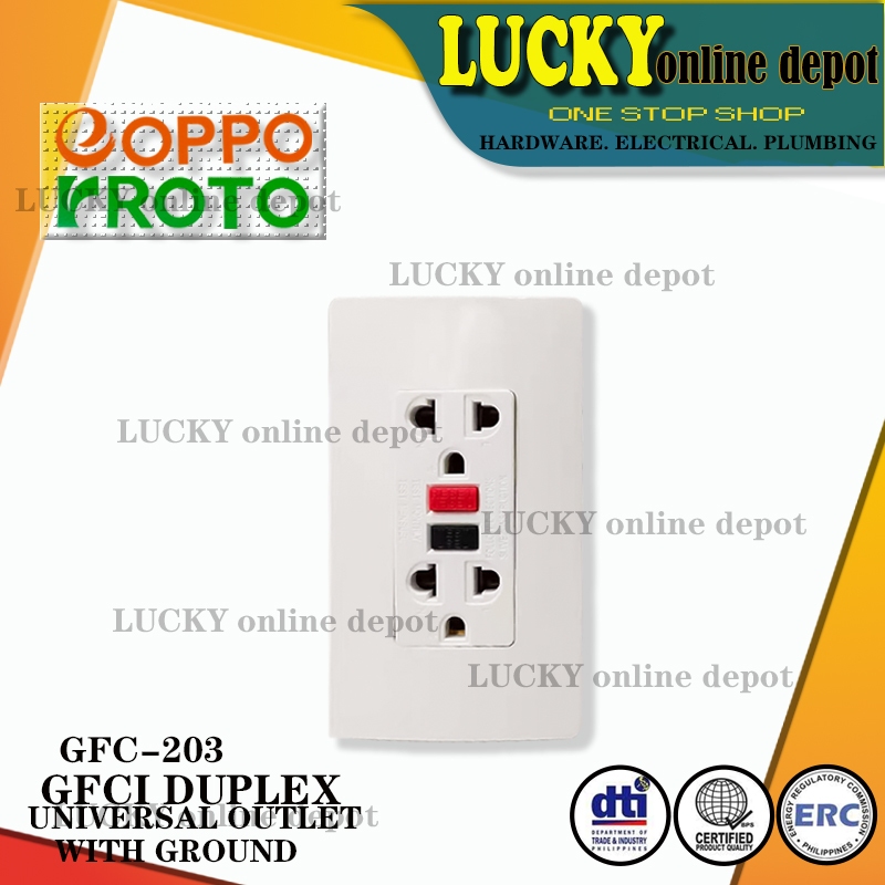 GFC-203 EOPPO/ROTO 2 GANG GFCI DUPLEX UNIVERSAL OUTLET W/ GROUND ...