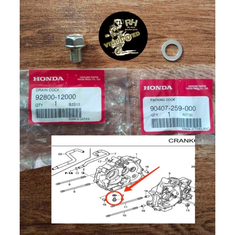 GENUINE DRAIN PLUG AND WASHER XRM125/RS 125/XRM 110/WAVE 100/WAVE 125 ...