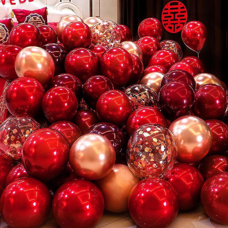 40pcs Red Confetti Chrome Metallic Balloon Wedding Set Birthday Party ...