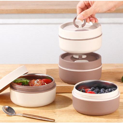 Microwaveable 304 Stainless Steel Lunch Box Round Insulated Food ...