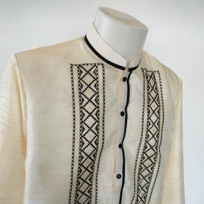 Men's MODERN Barong ethnic embroidery black computerized | Shopee ...