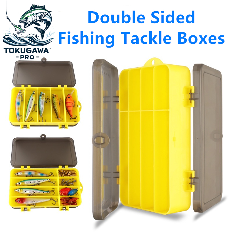 TOKUGAWAPRO Double Sided Fishing Tackle Boxes Bait Jig Storage Box Lure ...