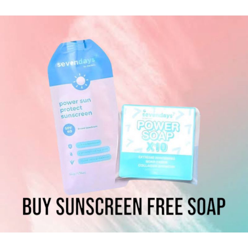 Sevendays Sunscreen 50g free soap | Shopee Philippines
