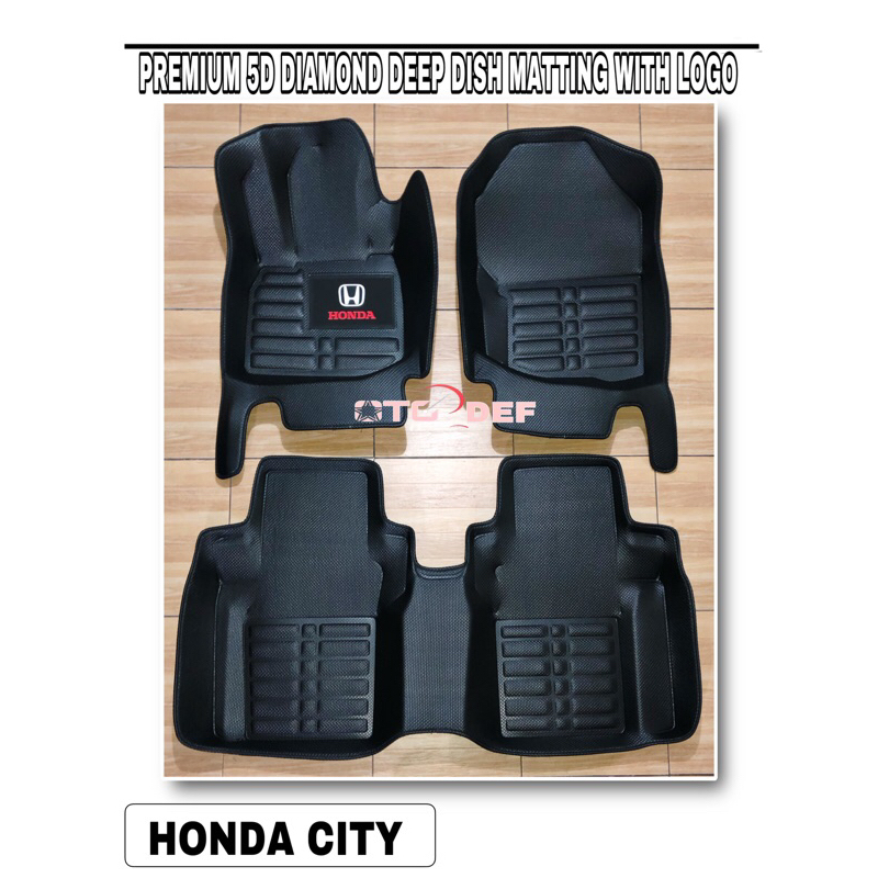 Honda City 2009 to 2025 - 5D diamond Deep dish matting with logo ...