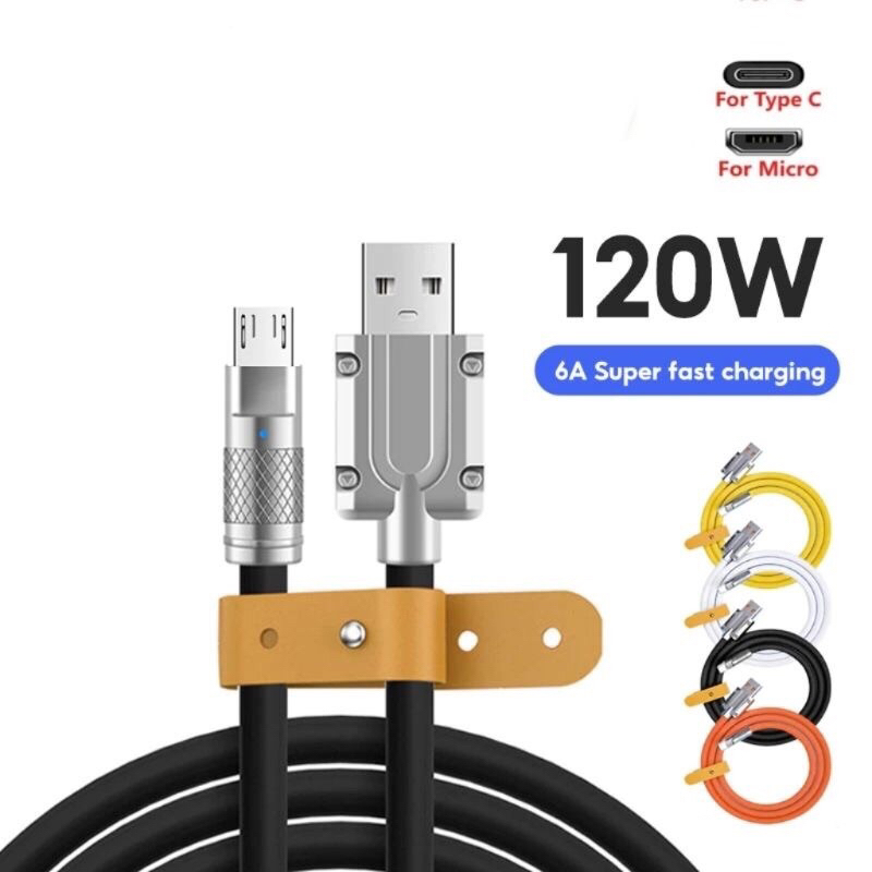 120W 6A Micro Type C ios Super Fast Charging Type-C Liquid Silicone ...