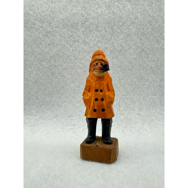Vintage Carved Wood Fisherman Sea Captain Carving Figurine | Shopee ...