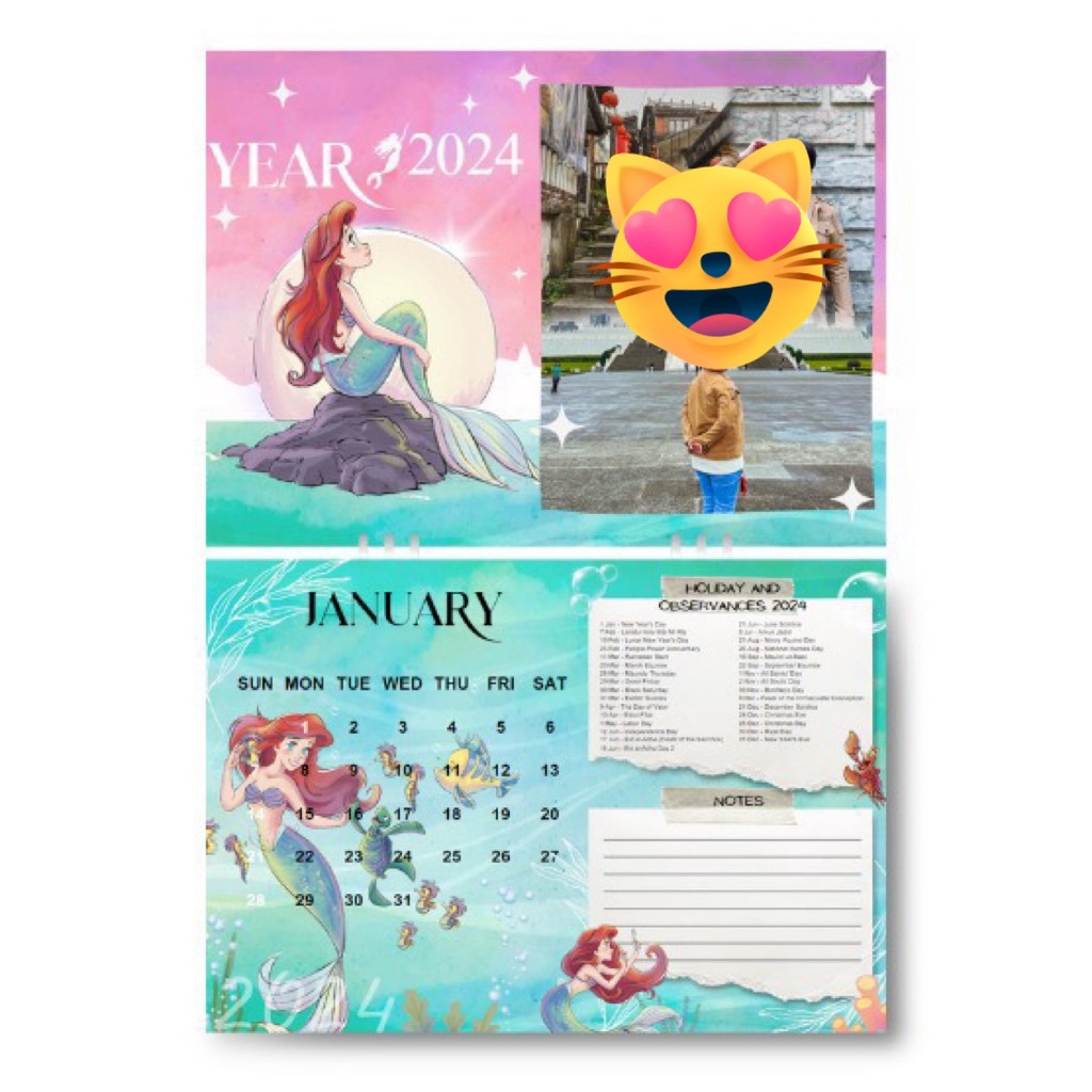 2024 calendar on wall | Ariel - Disney Princess | Shopee Philippines