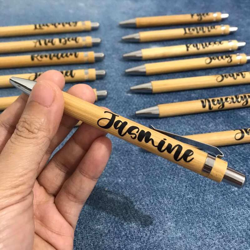 Eco friendly Bamboo Ballpen with Free Personalized Name Sticker ...
