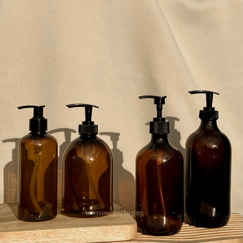 Amber Bottle with Pump - Plastic and Glass | Shopee Philippines