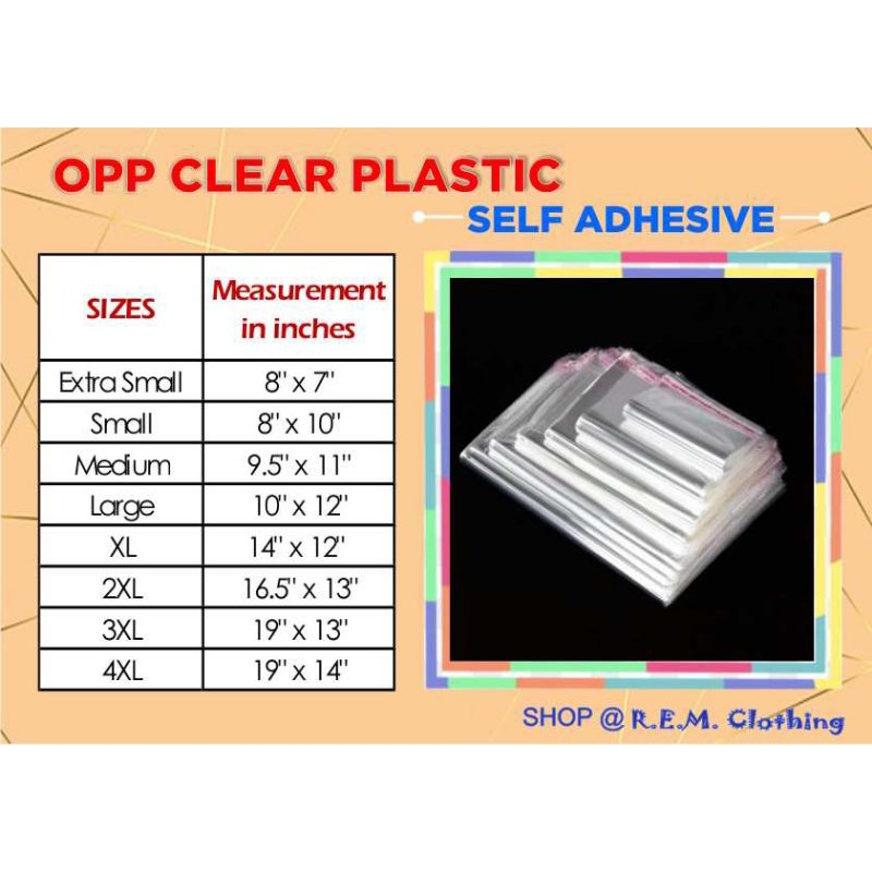 50PCS/ 100 PCS OPP CLEAR PACKAGING PLASTIC WITH SELF ADHESIVE AND ...