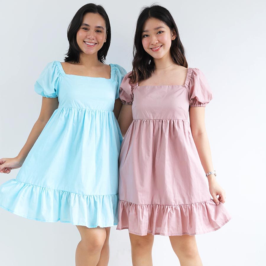 Hey Riley Poppy Simple Fashionable Puff Sleeved Baby Doll Dress (Baby ...