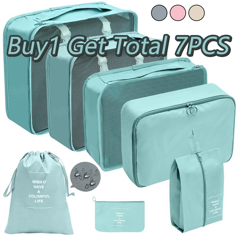 7/8 In 1 Foldable Travel Organizer Waterproof Luggage Storage Bag Set ...