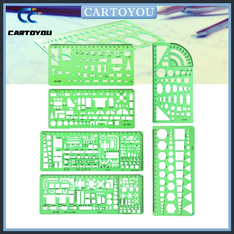 6 Pcs Architect Multi Purpose Drawing Template Interior Design and ...