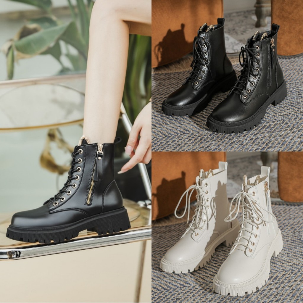 Size 35-40 Thick Bottom Martin Boots Women's Round Head Side Zipper ...