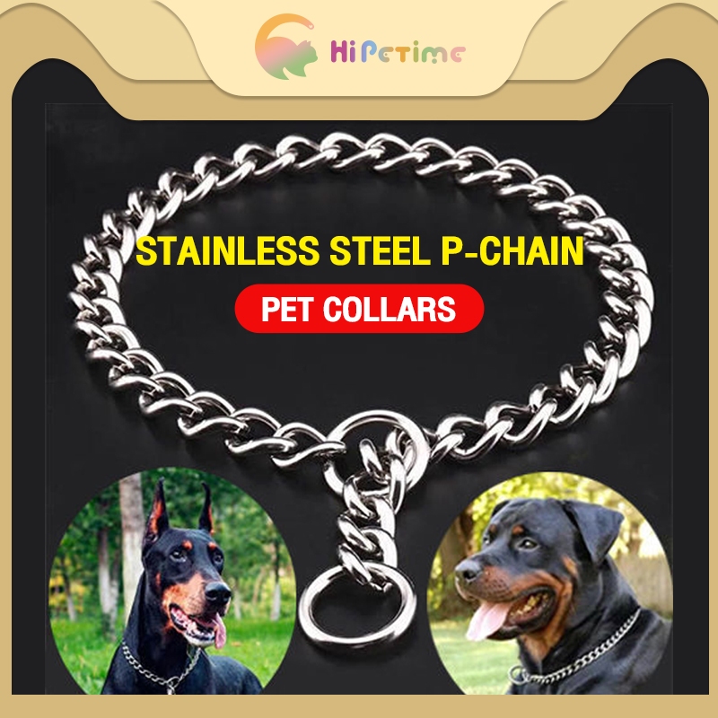 Seamless welded stainless steel p-chain double ring collar dog neck ...